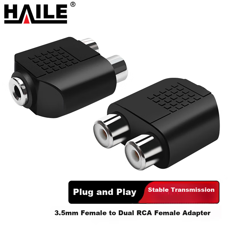 HAILE 3.5mm Female to Dual RCA Audio Extension Cable, Headphone Amplifier Audio Cable, 3.5mm to 2.5mm AV Cable, Adapter, 2-Pack, HT-3.5M