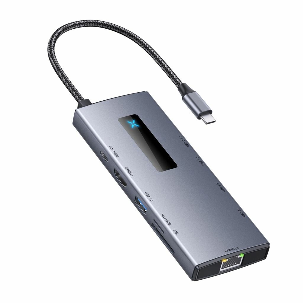 Тип-C хаб 10 в 1 с гигабитным Ethernet и 4K 60