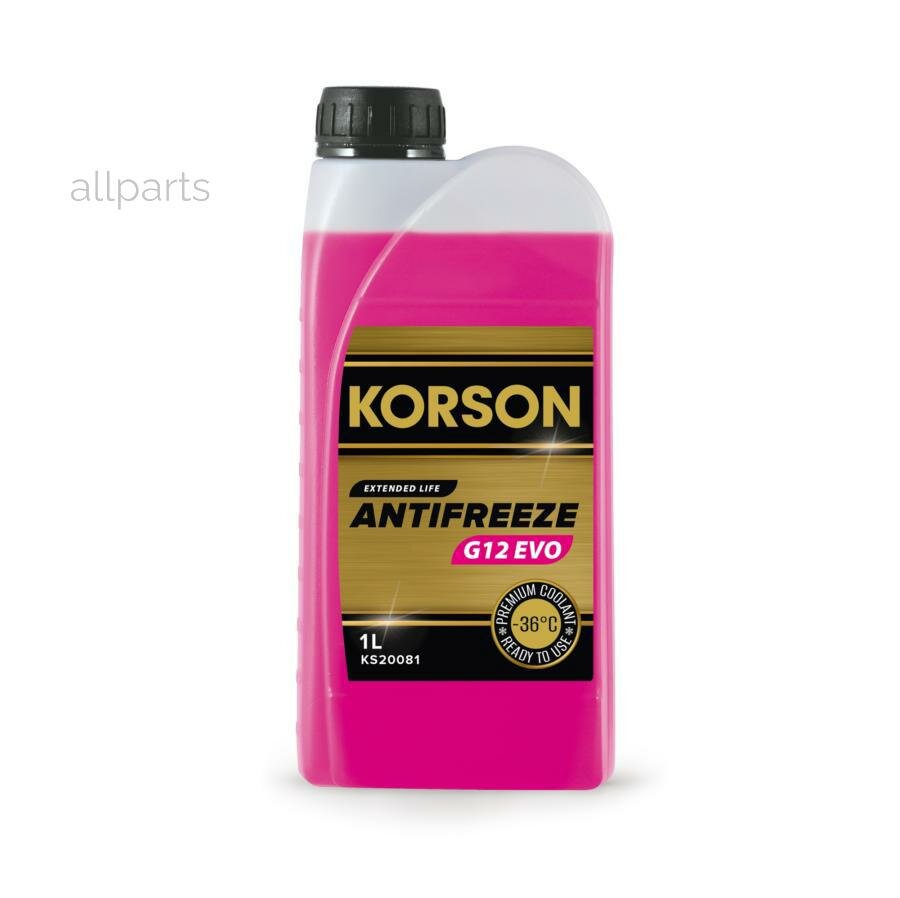 KORSON KS20081 Антифриз, готовый раствор G12 EVO -36 розовый 1л