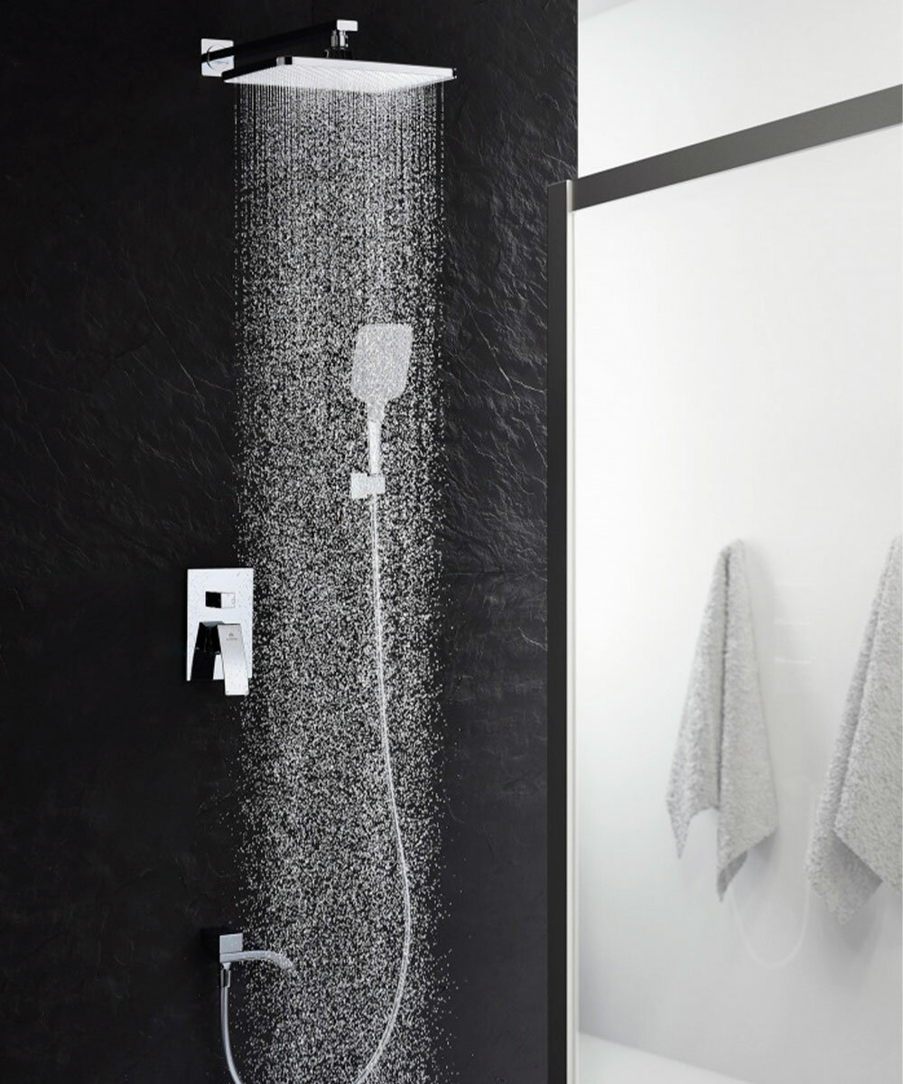 Душевая система скрытого монтажа с тропическим душем Ganzer с тремя выходами из латуни GZ44165 хром