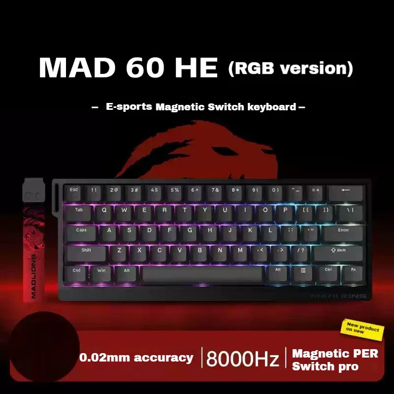 MADLIONS MAD60/MAD68 механическая клавиатура 68 клавиш, MAD60 Black RGB, Magnetic Switch