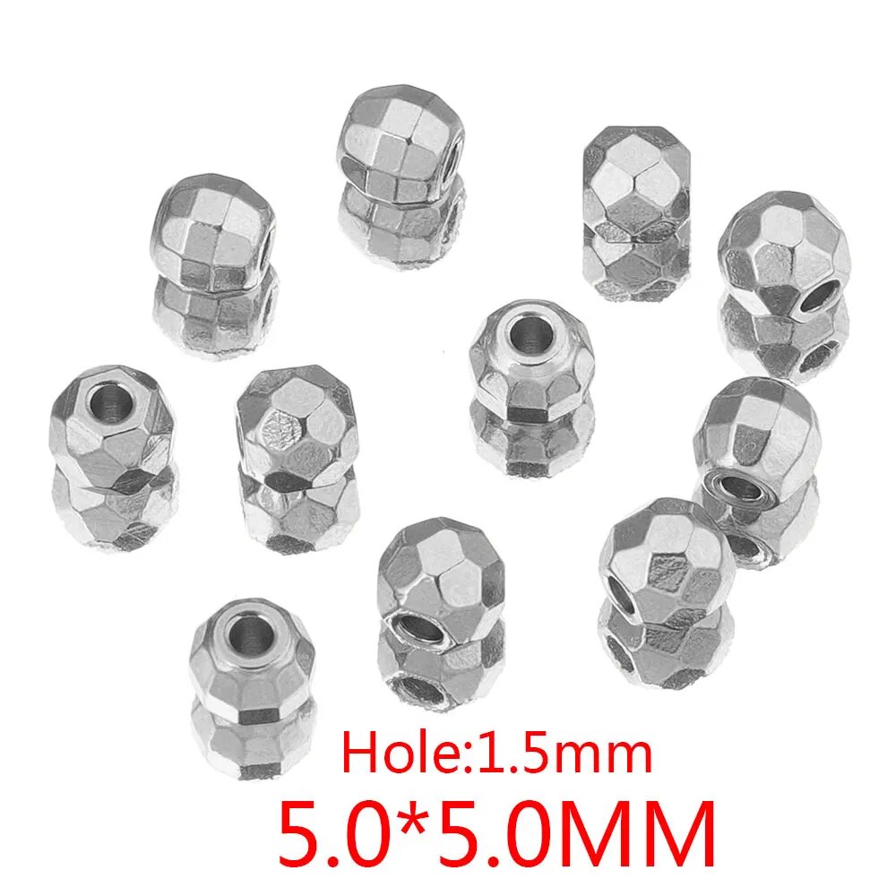 Бусины Alisaya золотистого цвета из нержавеющей стали Серебряный, Steel 5MM