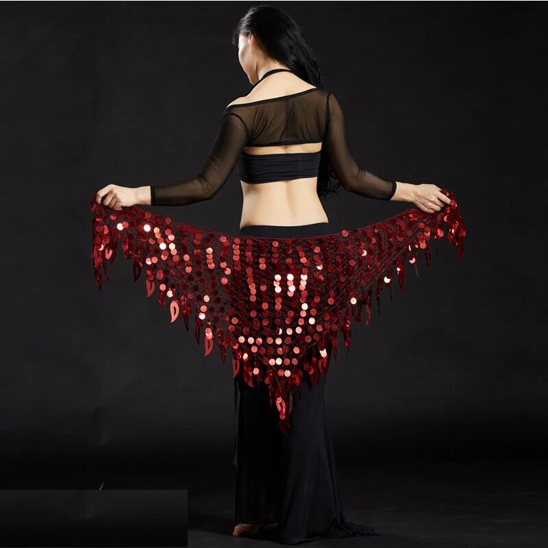 Танцевальный пояс для живота с блестками Бордовый, wine red