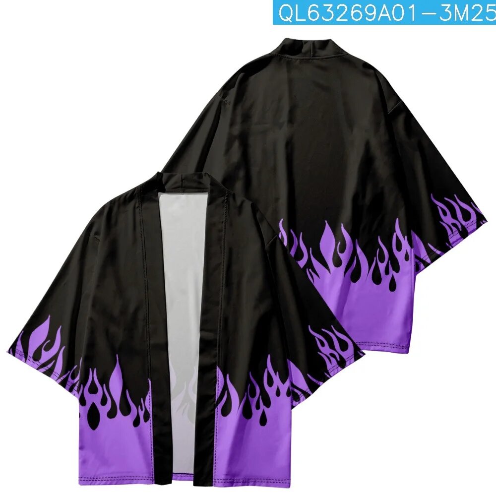 Женское черное кимоно Bebovivi Фиолетовый, 4XL, QL63269A01-tops