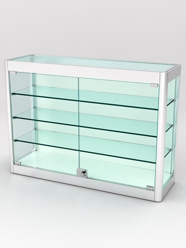 Витрина из профиля настенная "вайб ИКС" №3-3П-ДСП-220 (задняя стенка ДСП), Белый