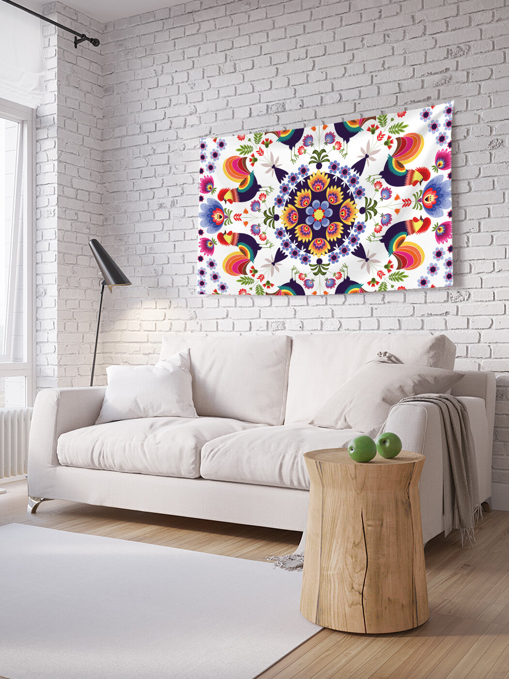 Фотопанно на стену горизонтальный постер 100х150 "Панно с петухами", JoyArty