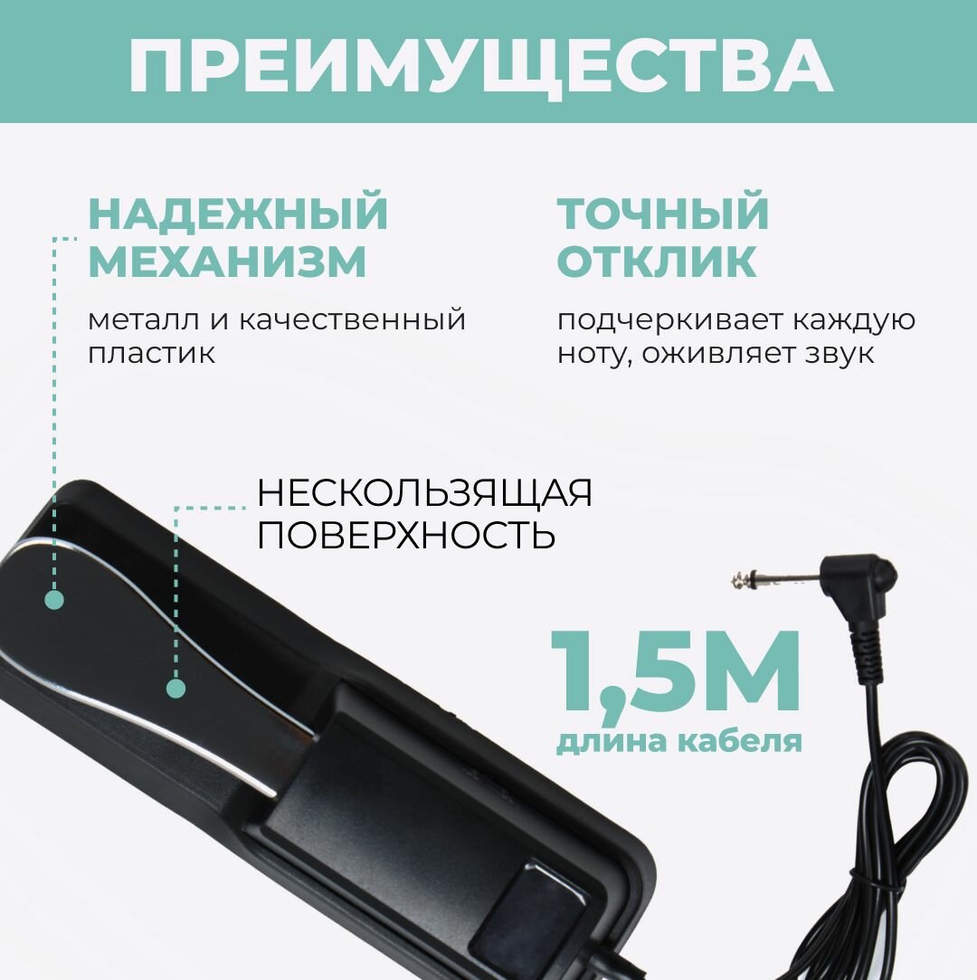 Педаль сустейна для синтезатора универсальная Hebikuo TB100, рояльного типа — фото 1