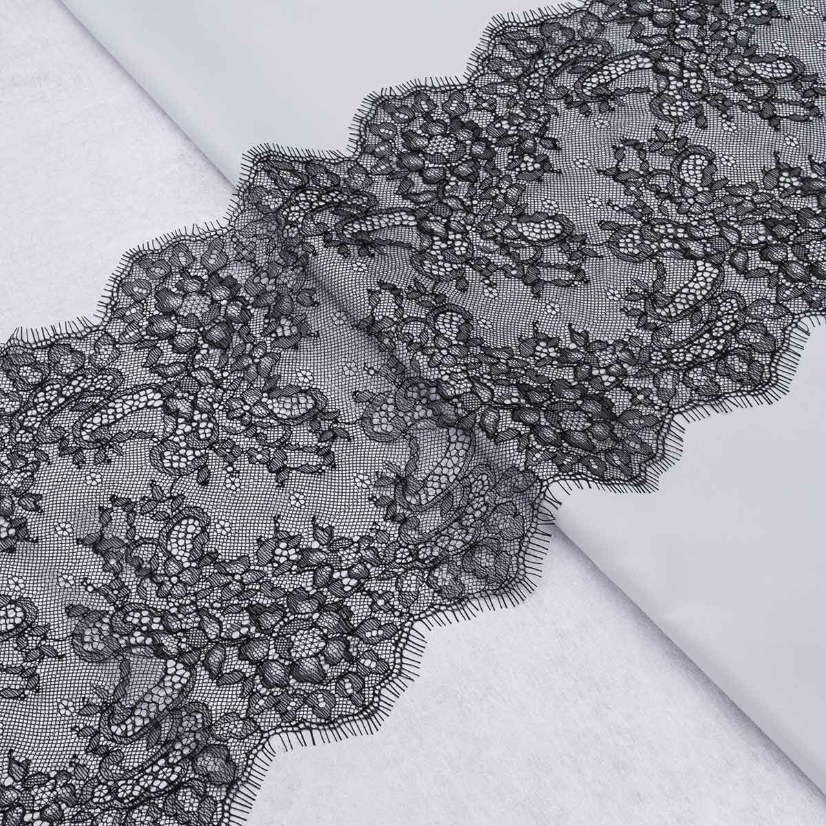 Кружево для рукоделия 'реснички' 240мм*3м (02 черный), TBY 75227