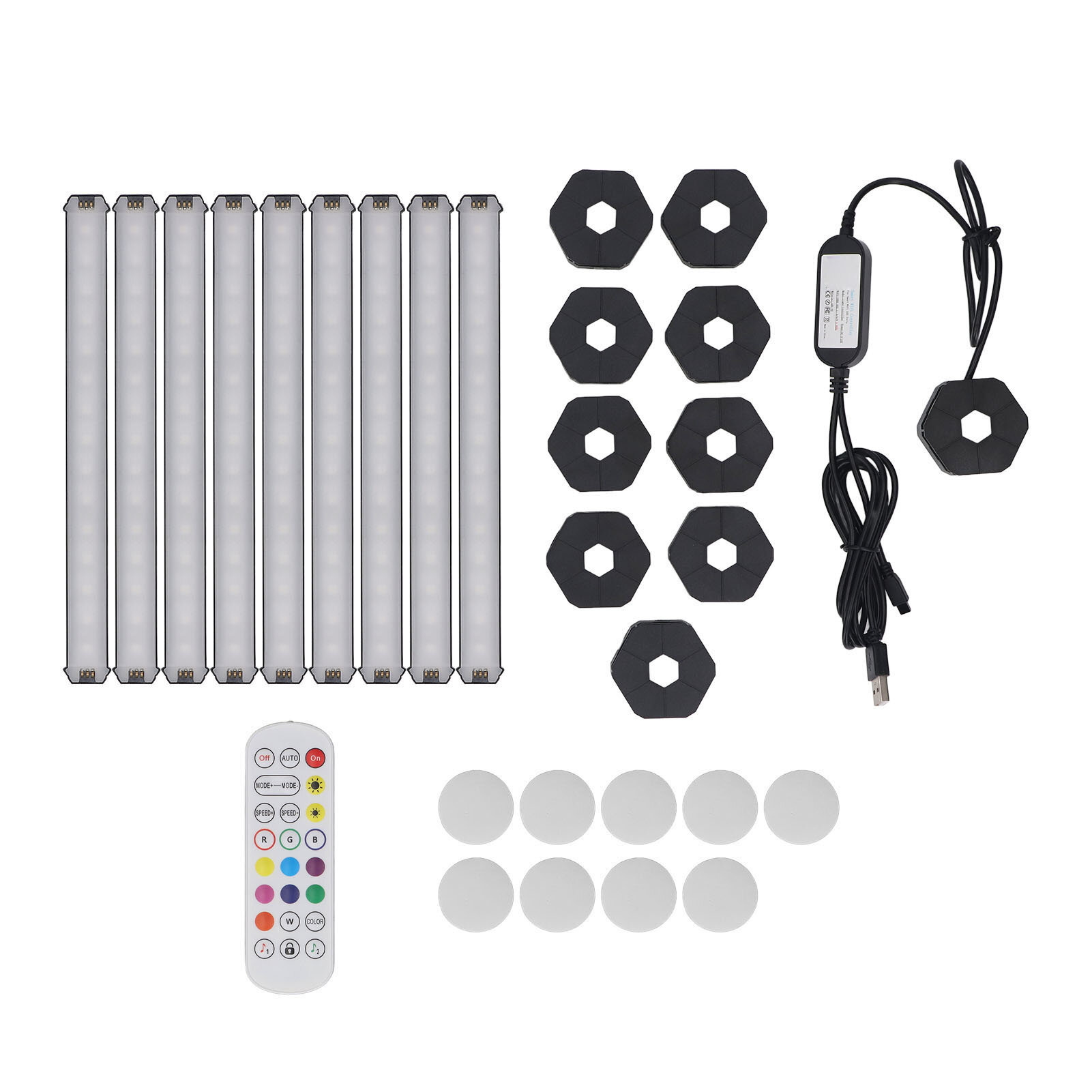 9 комплектов умных настенных светодиодных RGB-светильников с Wi-Fi, 16 миллионами цветов, регулировкой яркости и синхронизацией с музыкой, для домашнего декора и баров Tuya, черный цвет.