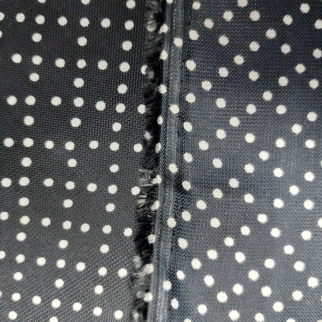 Ткань для платья, синтетика, черная в белый горох, 110х140см. СССР.