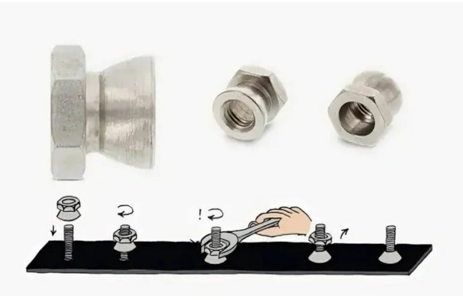 Гайка М6 антивандальная срывная, ХимЛесПром, из нержавеющей стали, комплект 10 шт