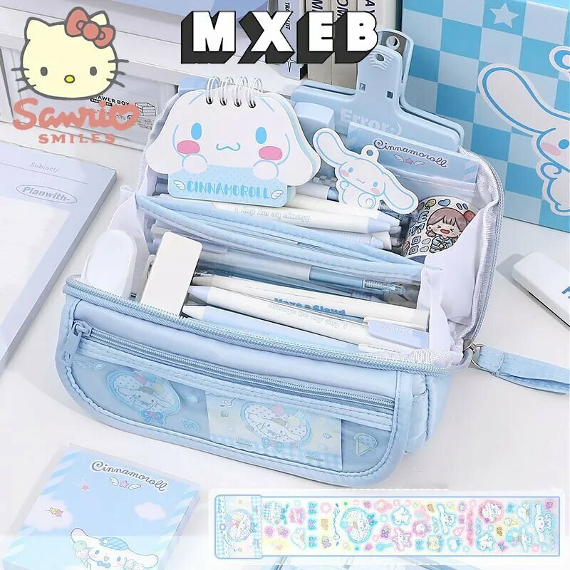 Санрио Циннаморолл Пенал Уникальный холстяной пенал Cinnamoroll от Sanrio Поставляется с наклейками YZ