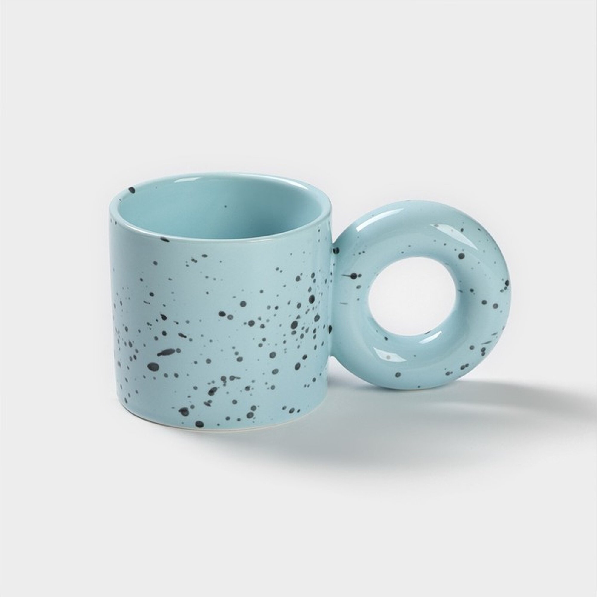 Кружка SKYPHOS «Бублик», 300 мл, керамика, гладкая, с риуснком, голубой