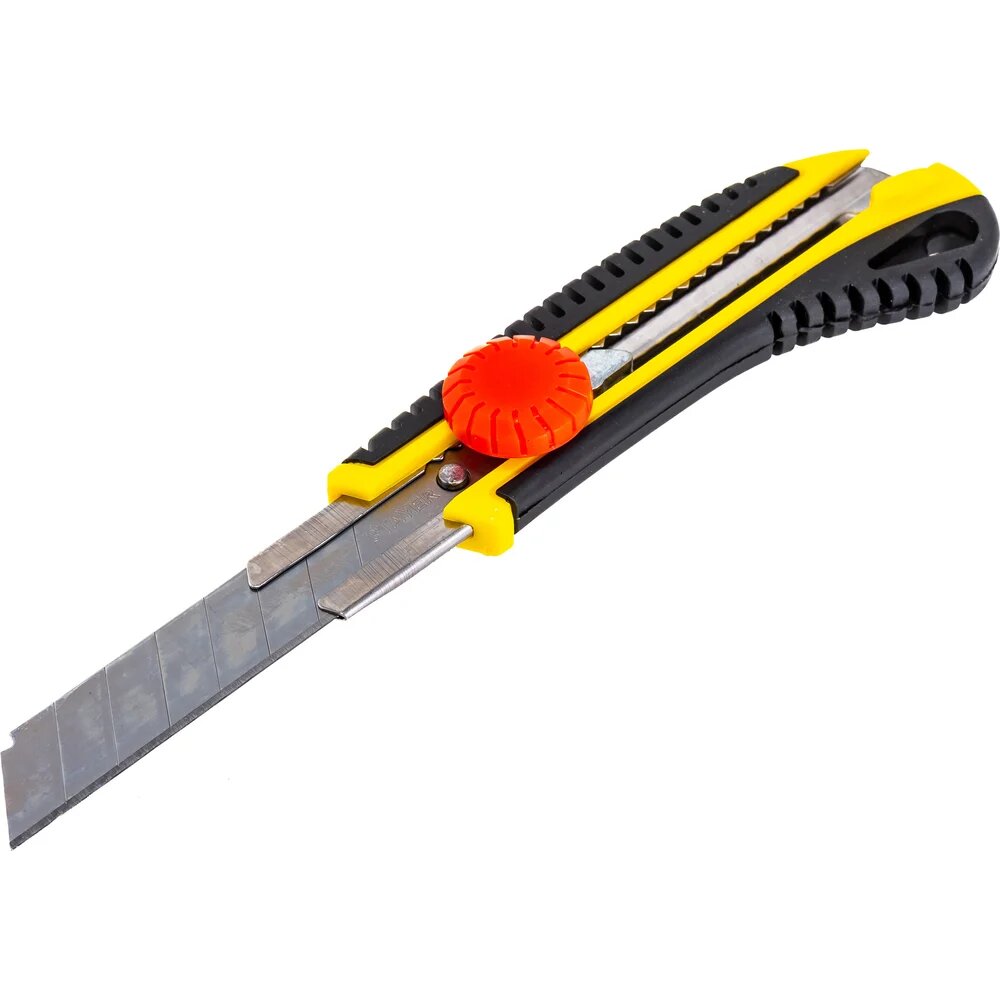 Нож с винтовым фиксатором Stayer KS-18 сегментированные лезвия 18 мм 09161_z01 выдвижной стальной клинок — фото 1