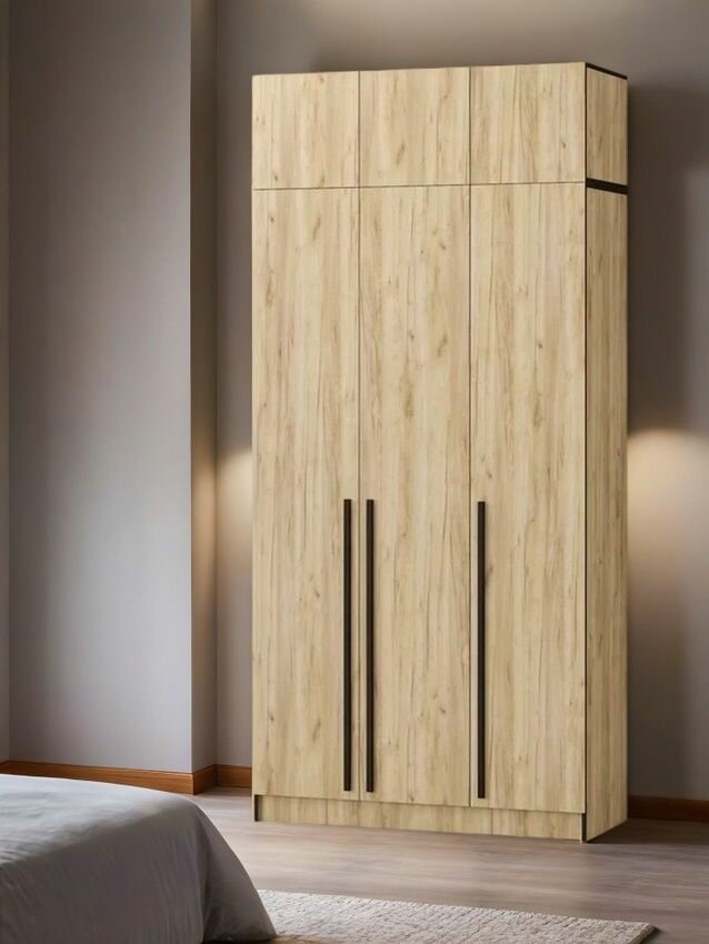 Шкаф для одежды распашной с зеркалом и антресолью 1,2 "Бастион" Дуб крафт золотой