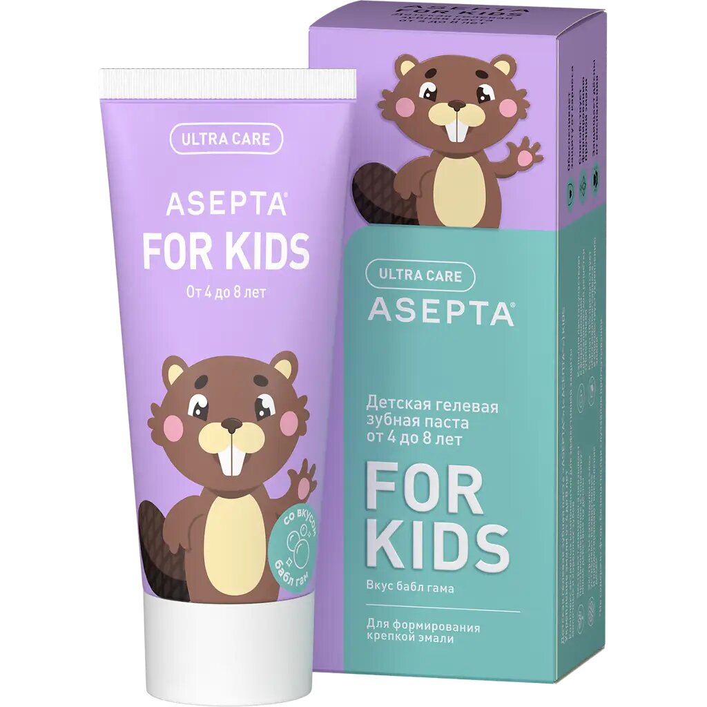 Асепта Kids зубная паста гелевая Укрепление эмали с 4-8 лет 50 мл 1 шт
