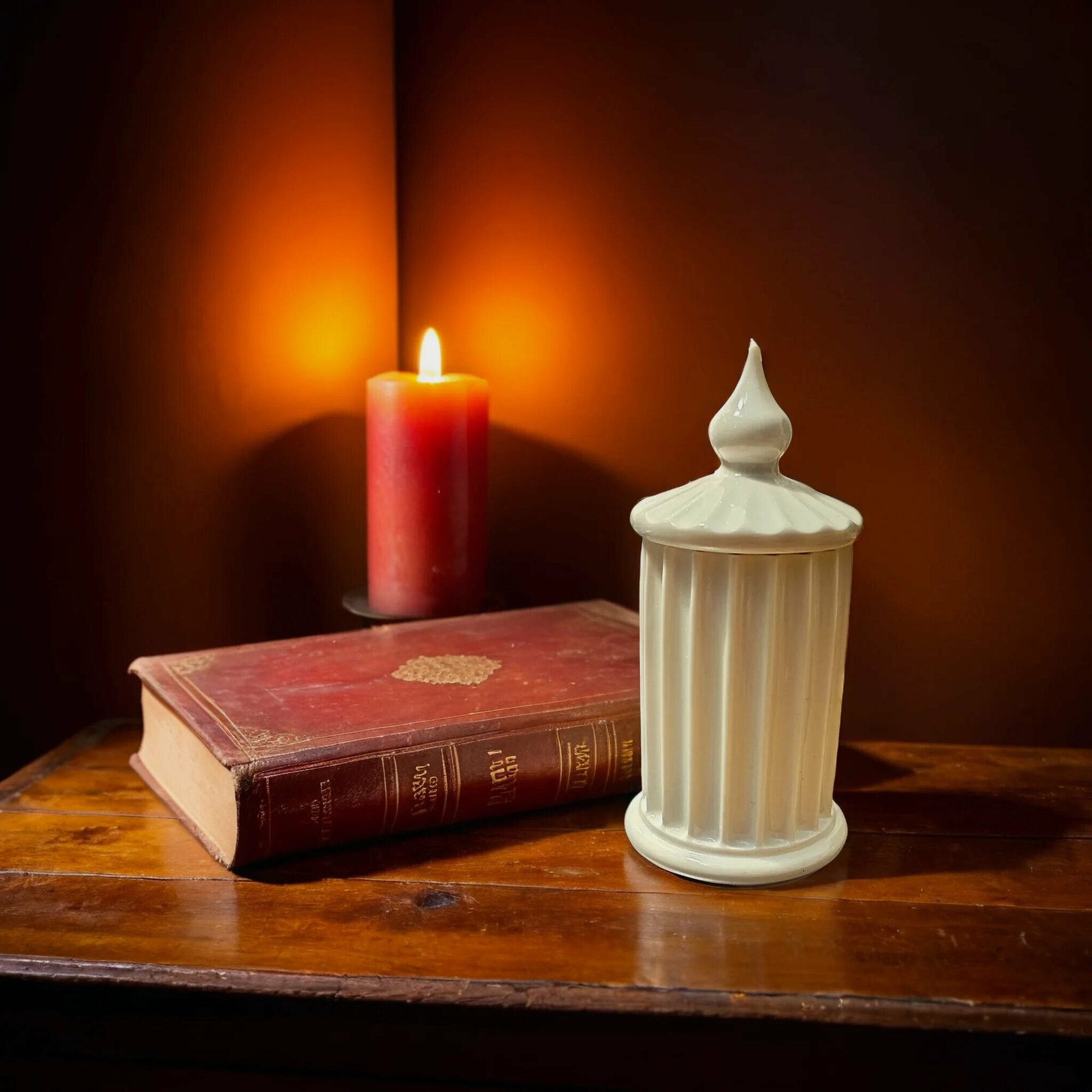 Интерьерная мраморная ваза, универсальная подставка с крышкой "Античная колонна", 10х5,5 см, искусственный мрамор, лак