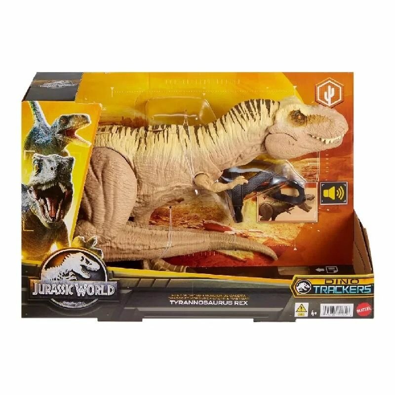 Игрушка-динозавр Mattel Jurassic World Hunt 'n Chomp со звуком и движением, фигурка Тираннозавра T Rex с механизмом слежения HNT62