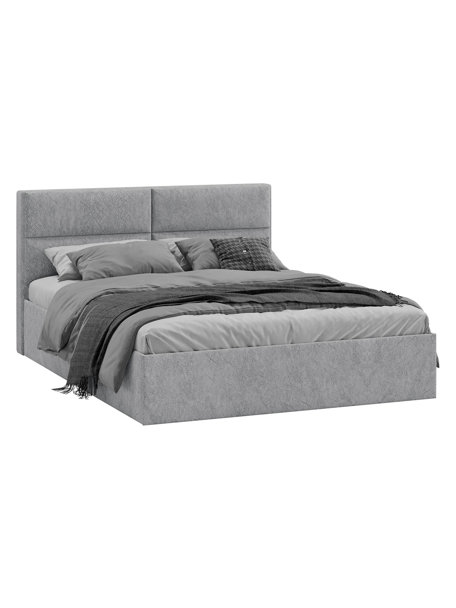 Кровать Трия Глосс, велюр Микровелюр Wellmart Silver двуспальная, 160x200х99 см