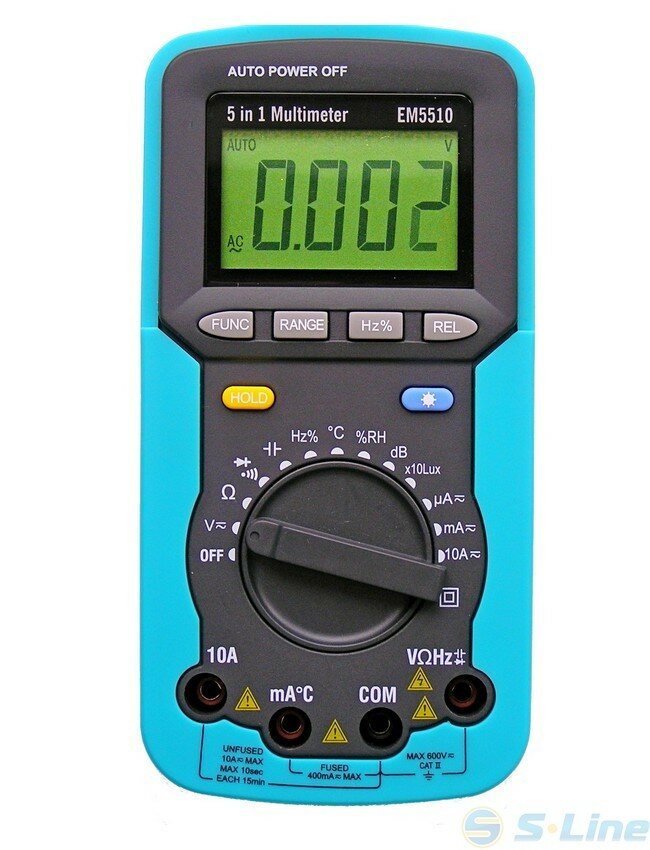 Универсальный цифровой мультиметр EM5510 5 в 1, освещённость, уровня звука, влажности, температуры
