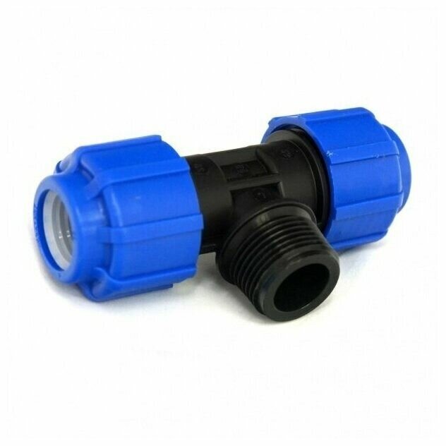 Тройник ПНД 32 х 3/4 х 32 компрессионный с наружной резьбой для ПНД труб, 4шт