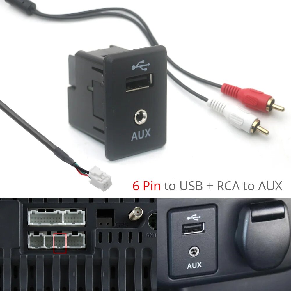 Автомобильный аудиокабель Mini USB RCA AUX (4, 6, 8 контактов) для Nissan Teana, X-Trail, Set B