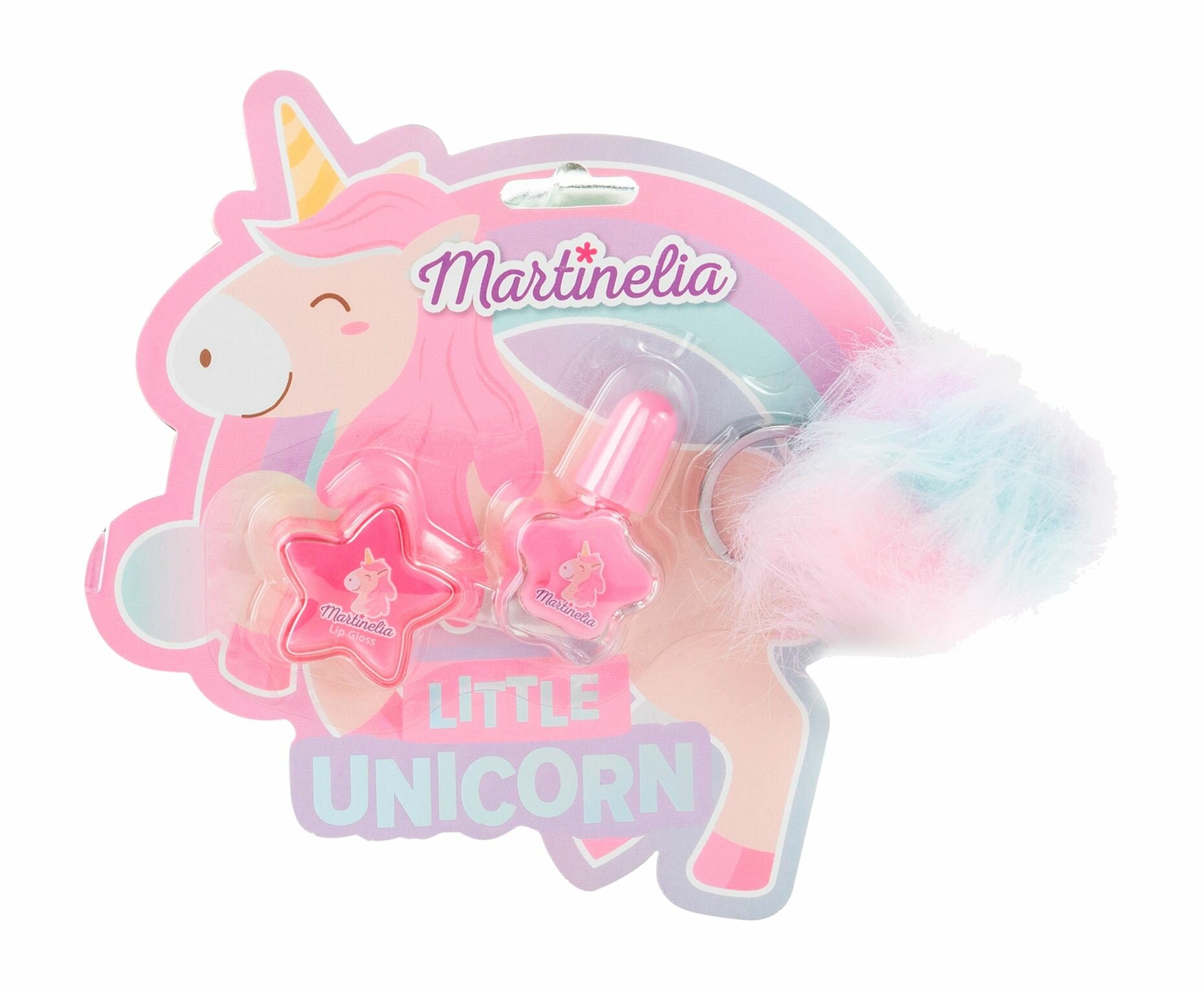 MARTINELIA Мини набор с брелоком Little Unicorn (Лак для ногтей 3 мл + Блеск для губ 4 г + Брелок)