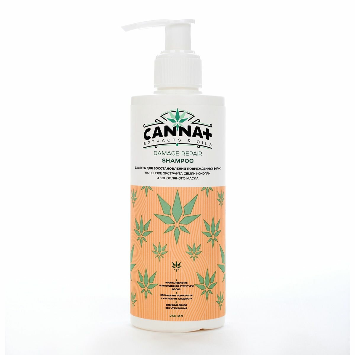 Шампунь для поврежденных волос с кератином CANNA+ Damage Repair Shampoo - 250 мл. Производитель - Canna+, Россия