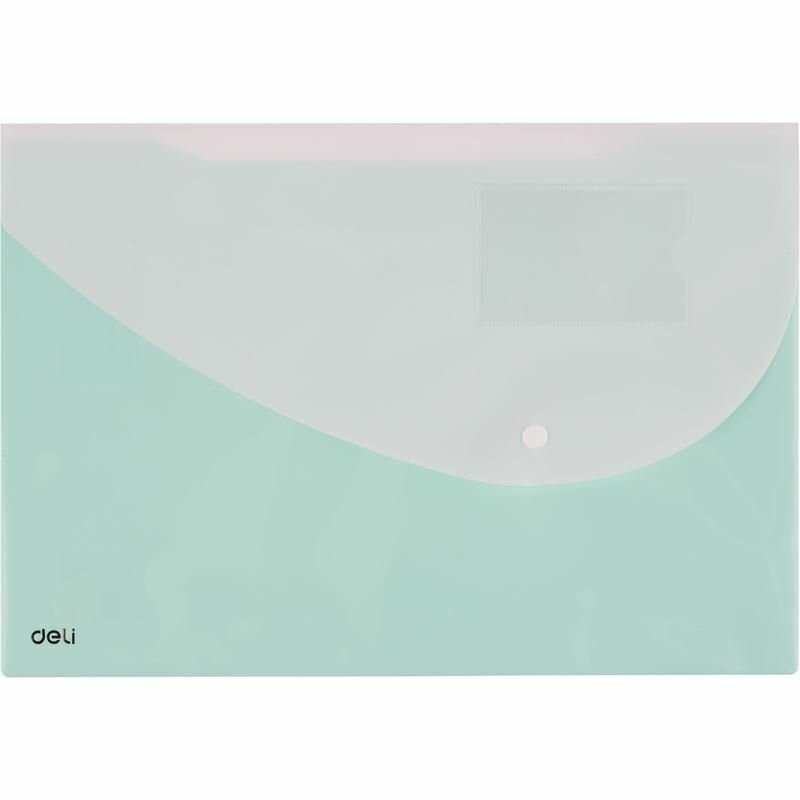 Папка-конверт на кнопке Deli А4+ 180 мкм (с кармашком для визитки)