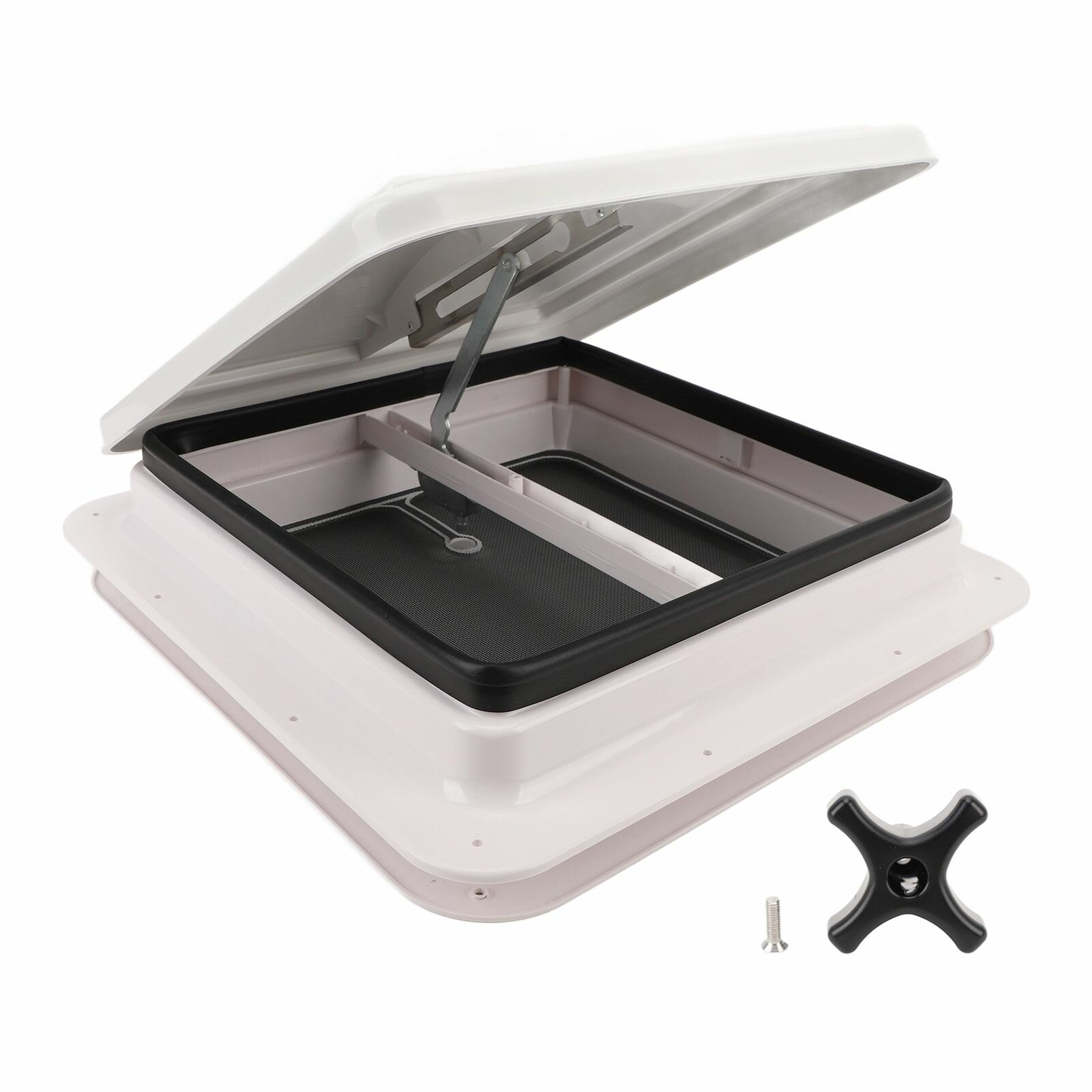 Вентиляционный люк на крыше автодома 34x34 см, белый, с сеткой, для прицепа, каравана, кемпинга