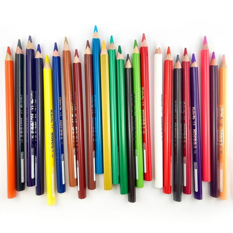 Карандаши цветные Kores Kolores Jumbo, 24 цвета, трехгранные, 5 мм, с точилкой, 93524