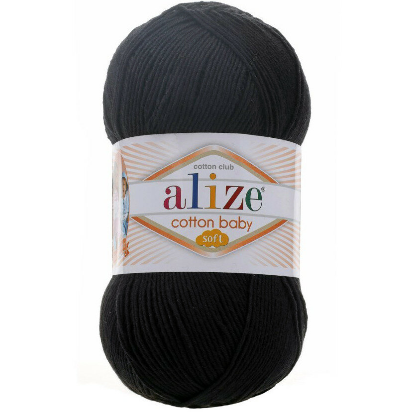 Пряжа Alize COTTON BABY SOFT 60 черный (5 мотков)