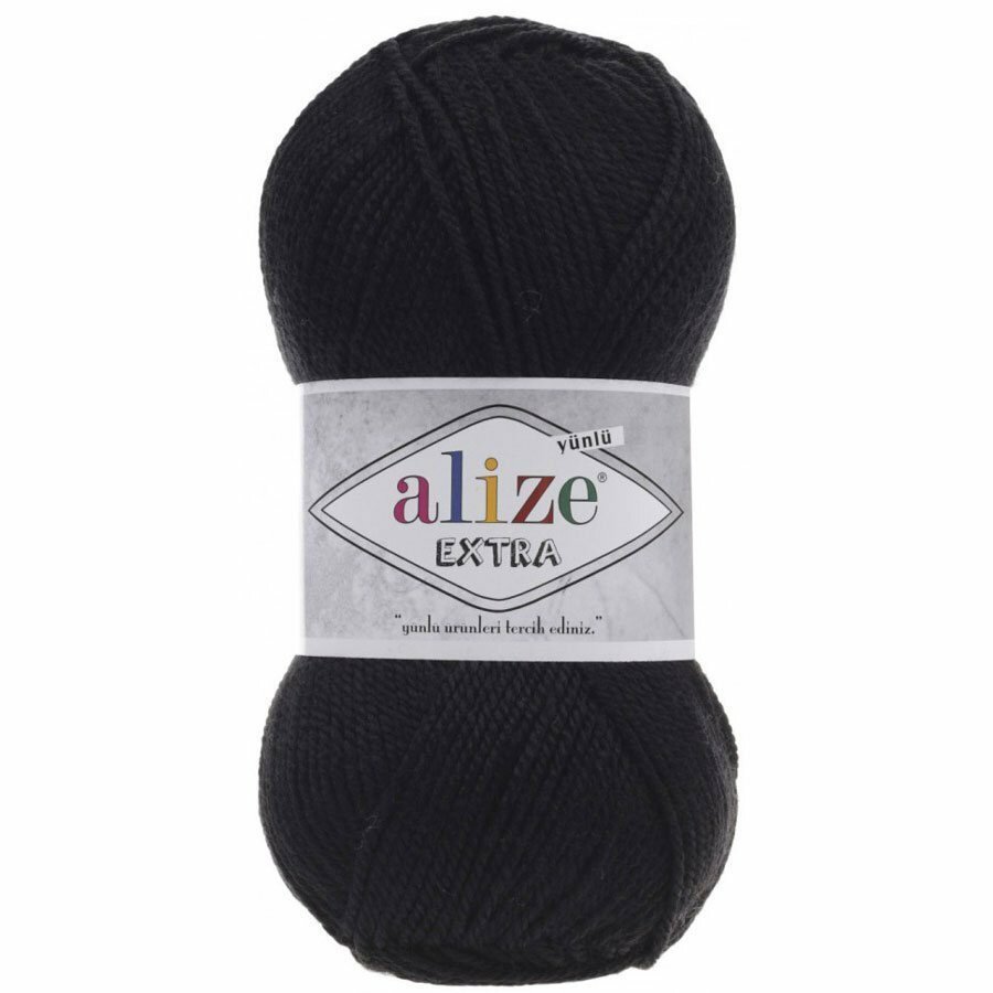 Пряжа Alize EXTRA 60 черный (5 мотков)