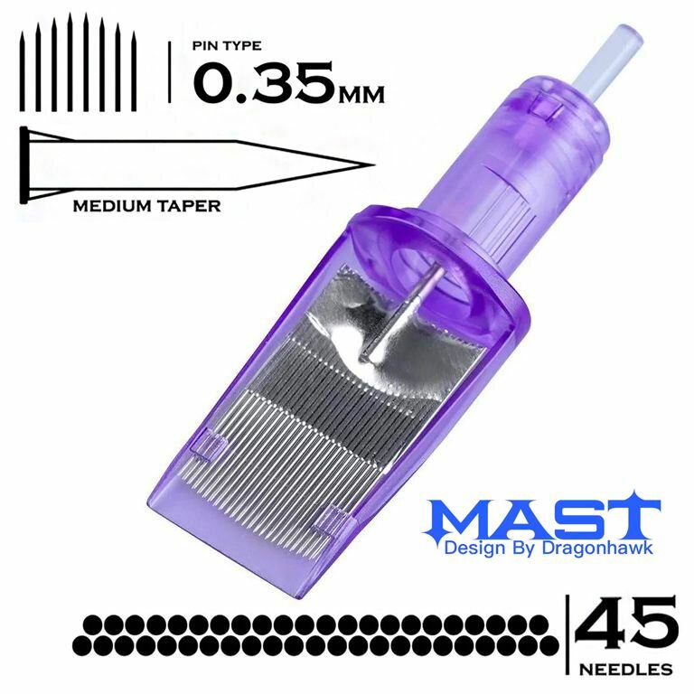 Картриджи для тату машинки Mast Pro 45 CMMT/0.35 Curved Magnum (1245CM) 10 шт/уп