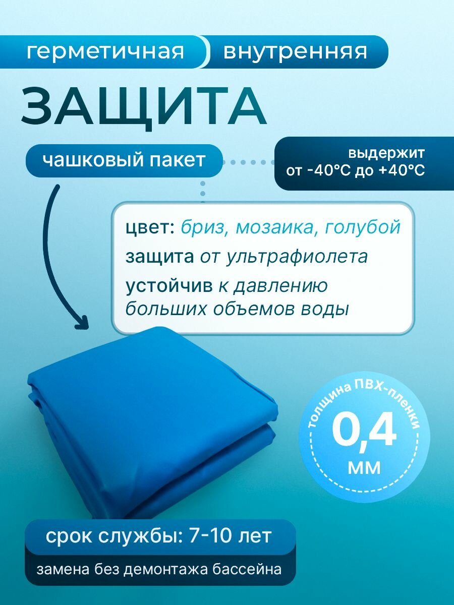 Чаша ПВХ для бассейна 300 x 140 см морозоустойчивая, круглая