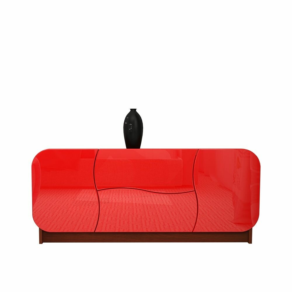 Комод Мебелеф-34, корпус итальянский орех, фасад красный глянец, 120х40х52