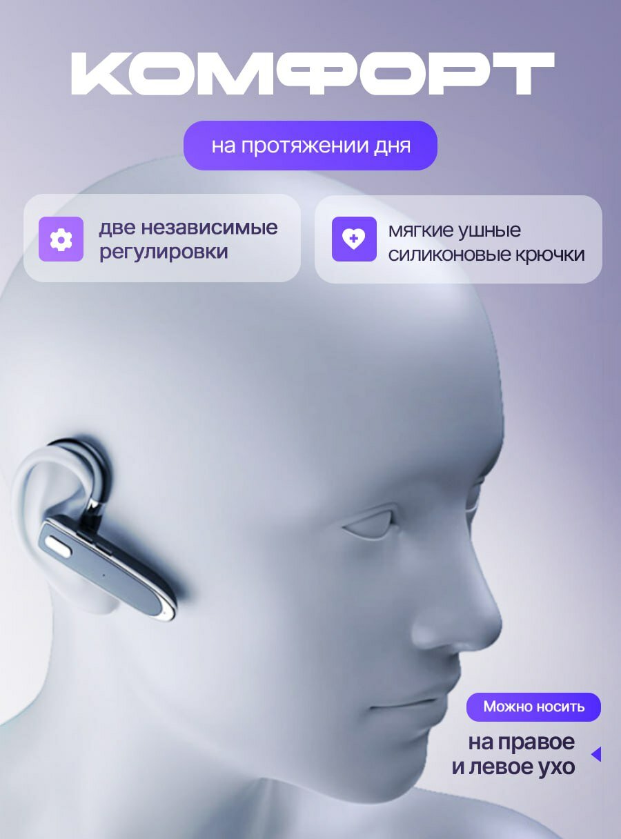 Bluetooth-гарнитура Беспроводная спортивная гарнитура с костной проводимостью, светодиодная батарея, водонепроницаемая — фото 1