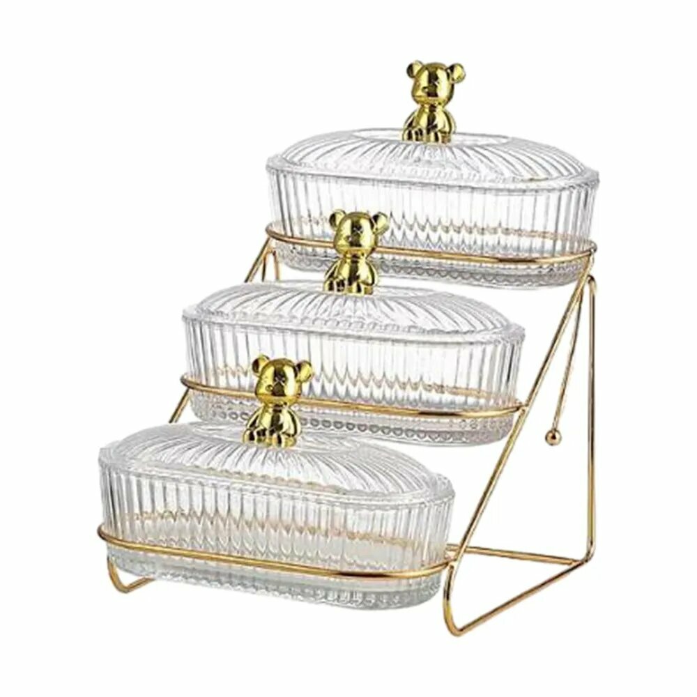 Стеклянная фруктовница – многосекционная, для орехов, сладостей, фуршетов (элегантный поднос для гостиной)
