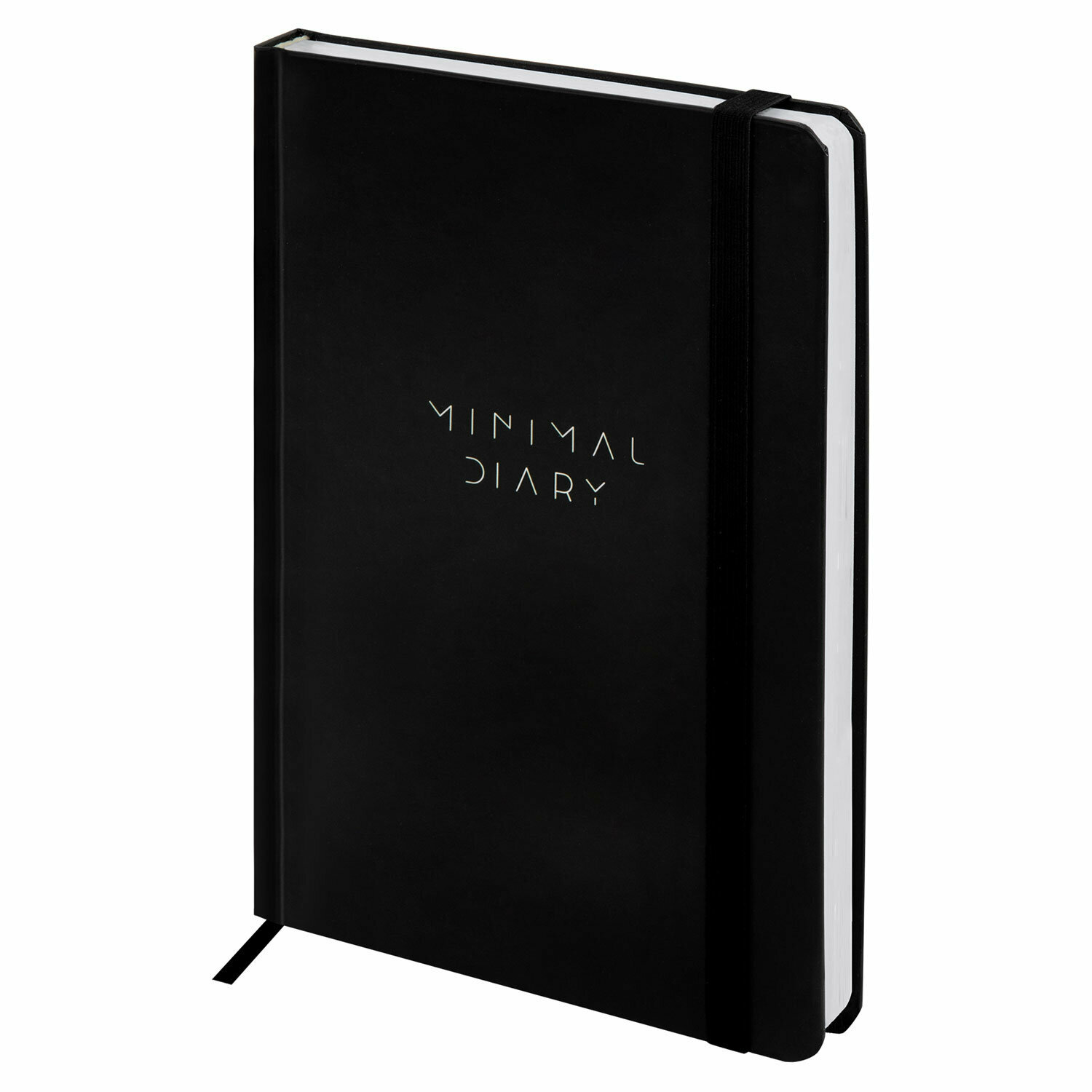 Ежедневник недатированный с резинкой А5 145х203 мм, BRAUBERG, твердый, 160 л, "Minimal", черный, 116299