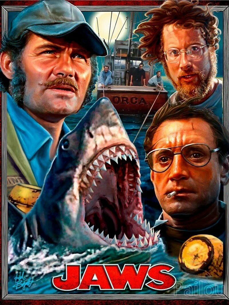 Алмазная картина "Большая белая акула" алмазная огранка 40х50 см,40X50CM, белый