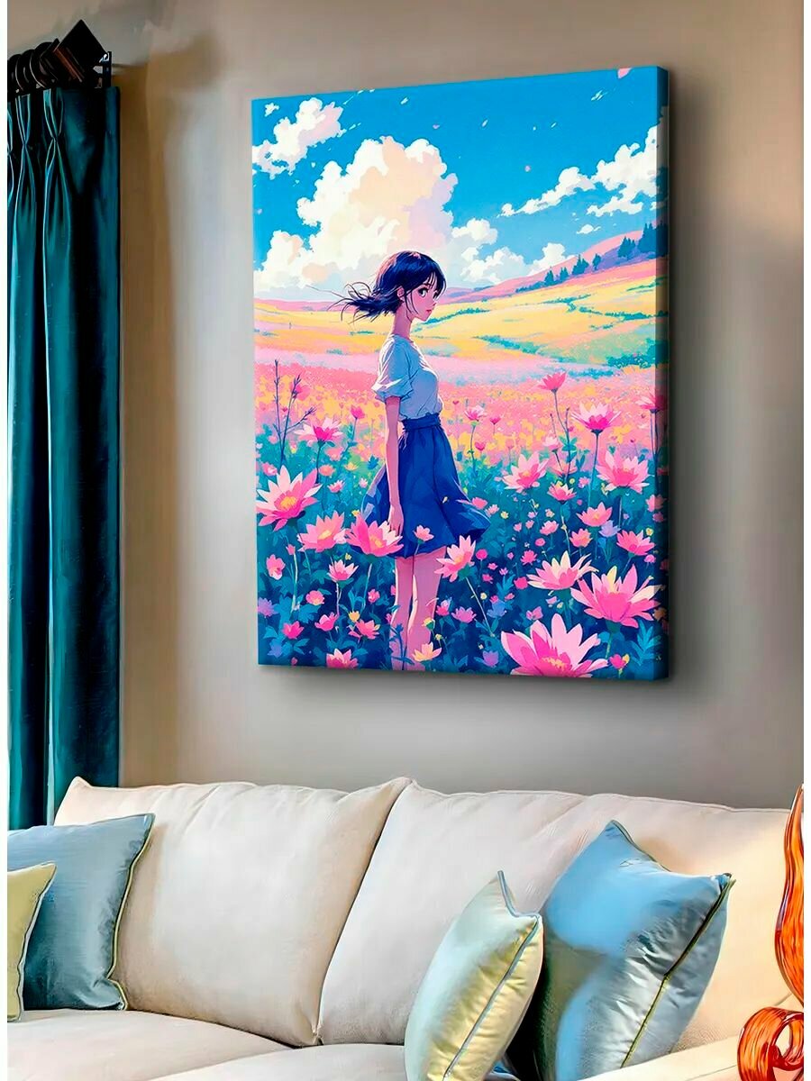 Картина "В поле цветов", интерьерная 50х70см 1шт.