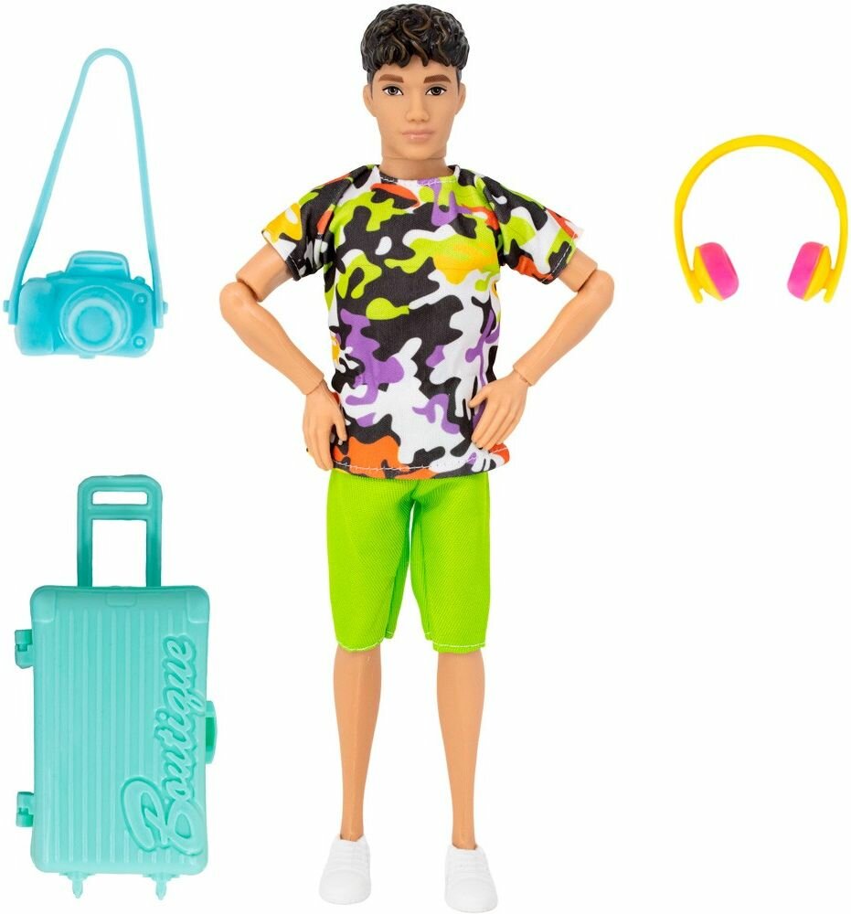 Детская кукла-мальчик "Кен. Мода и стиль" с одеждой и аксессуарами, высота 30 см, пластиковая куколка для сюжетно-ролевых игр, в коробке