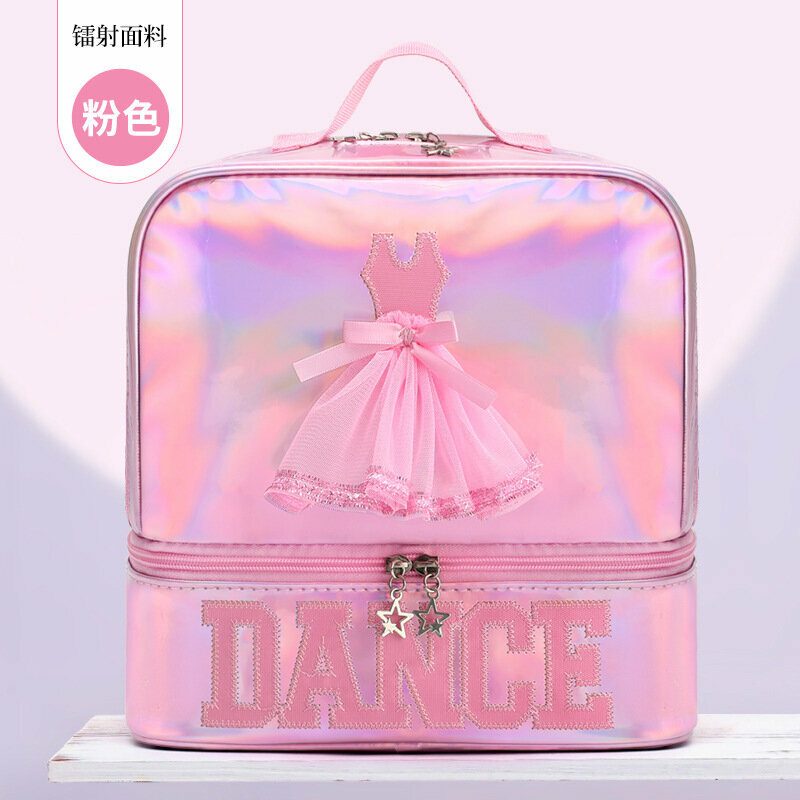 Сумка для танцев, розовый лазерный принт, вместимость для одежды и обуви, для девочек