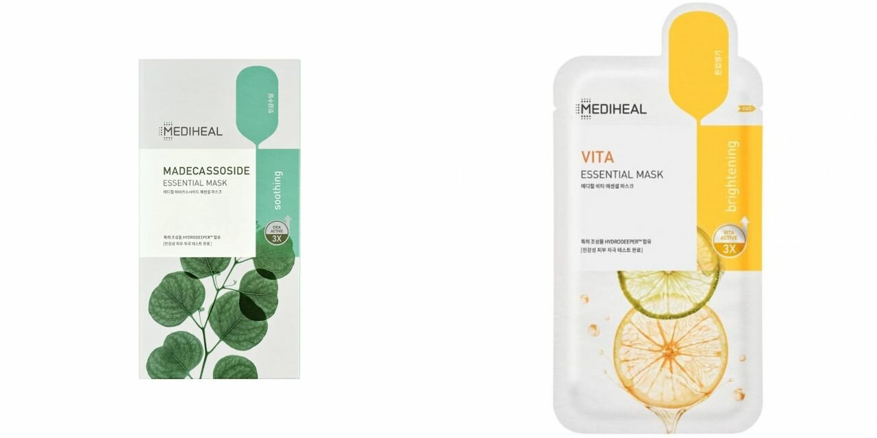 Mediheal Набор масок Vita Essential Mask, Madecassoside Essential Mask 20шт