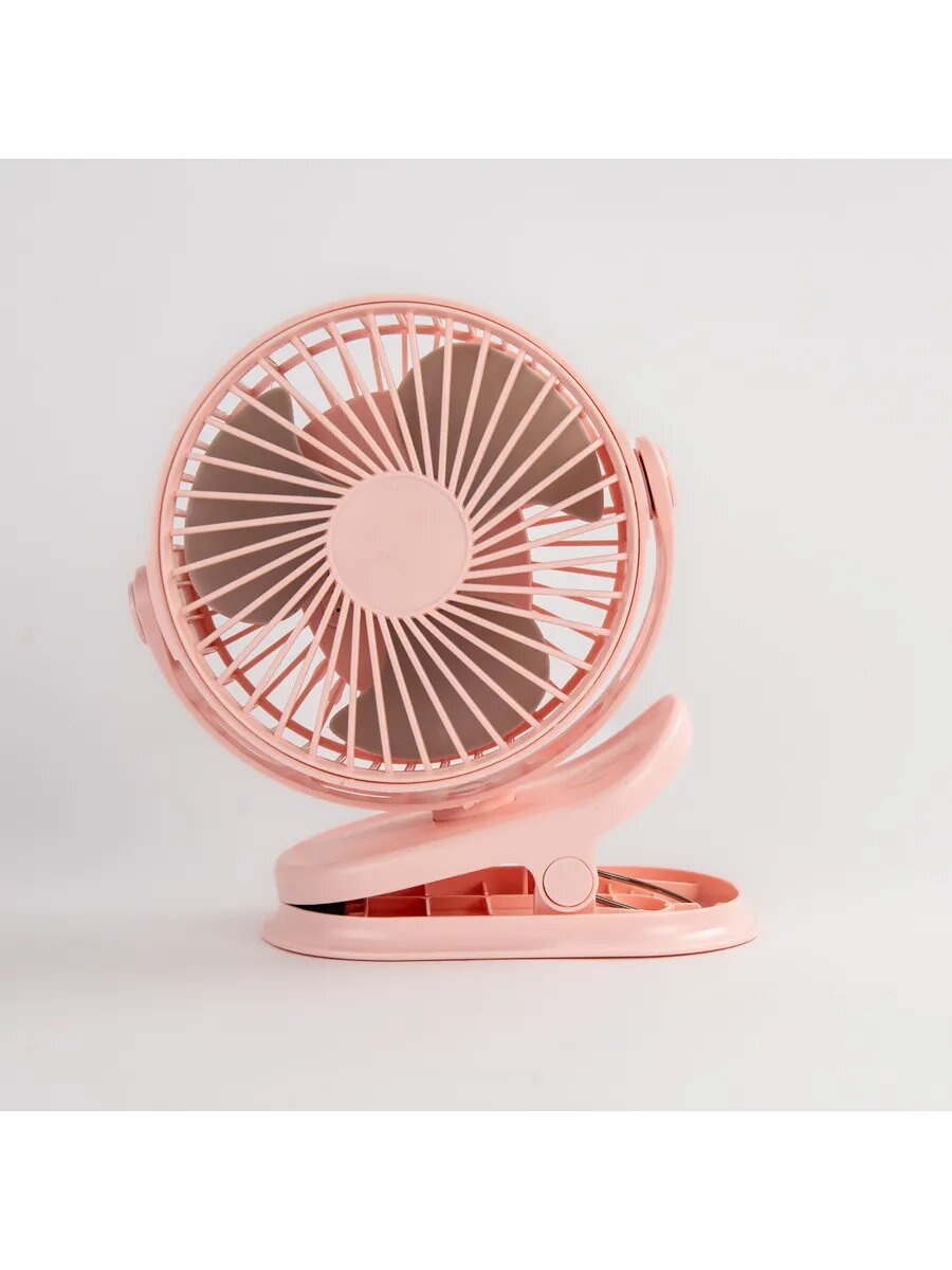 Настольный мини вентилятор, USB, розовый, крепление на прищепку, 3 скорости, розовый
