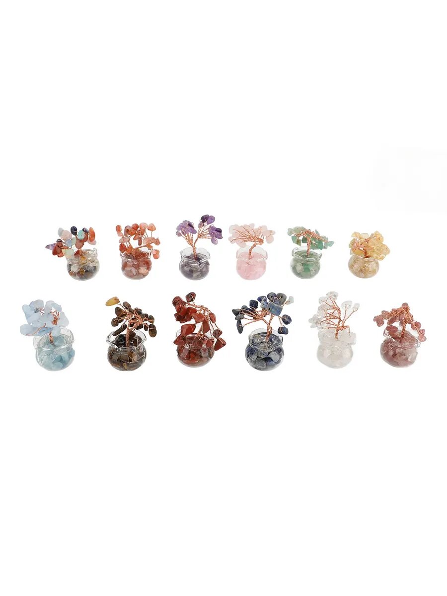 12 шт. Мини-фигурка дерева, хрустальные листья, стеклянная