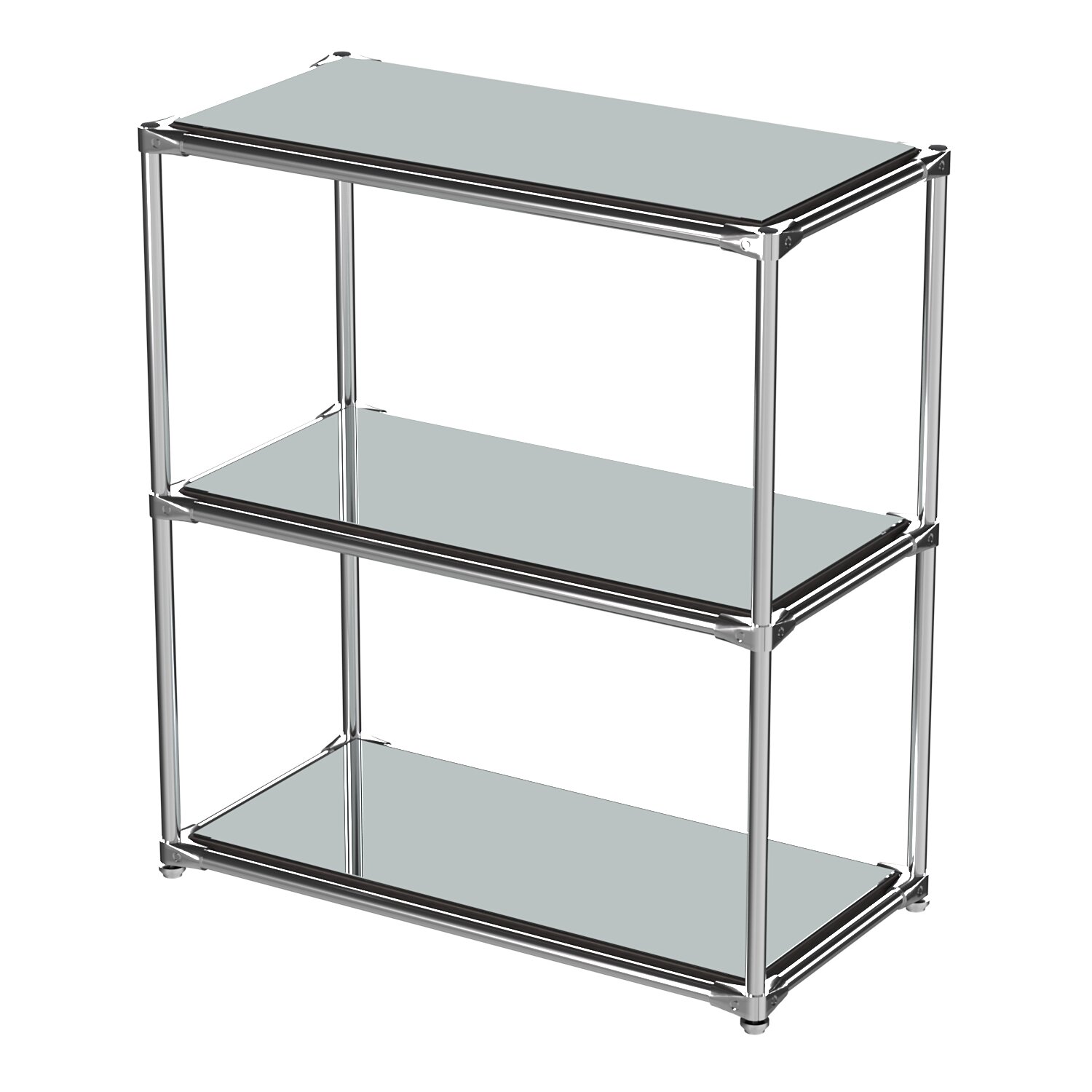 Хромированный стеллаж стиль №3а-4 с блестящими полками из зеркал, Грейвуд