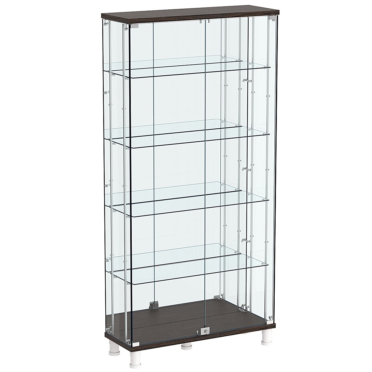 Витрина рондо с регулировочными полками №3-2-РЕГ на ножках (задняя стенка зеркало), Дуб Венге