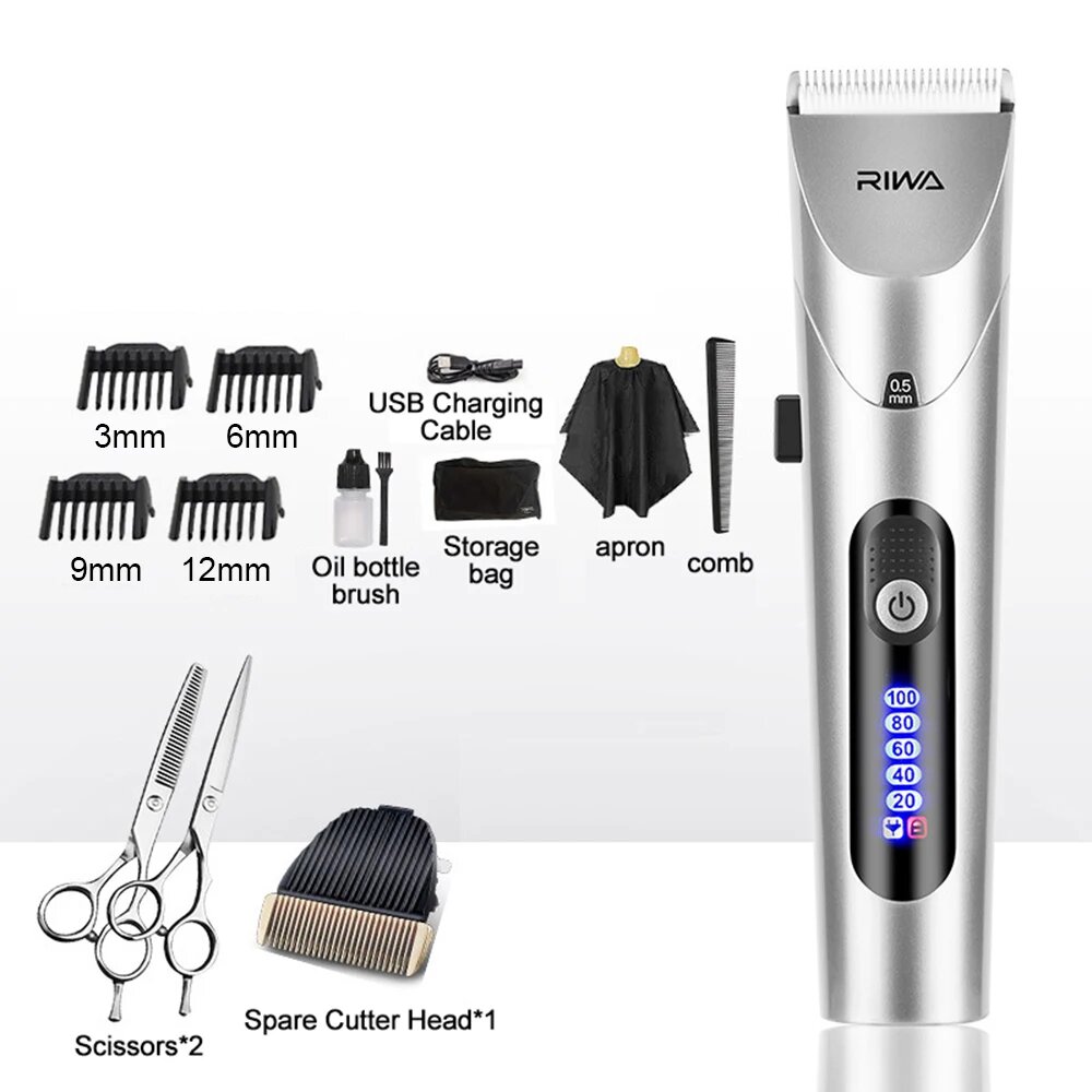 RIWA RE-6305 перезаряжаемая машинка для стрижки волос, As shown 4