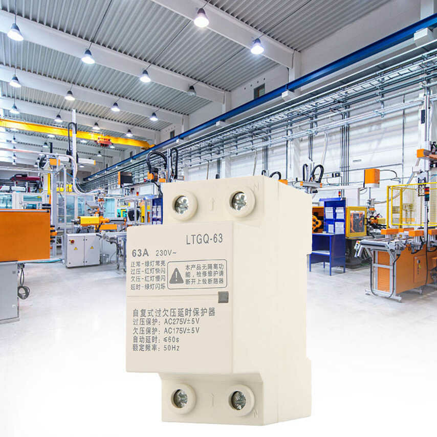 Регулируемое автоматическое реле защиты от повышенного/пониженного напряжения 2P63A Высокое качество